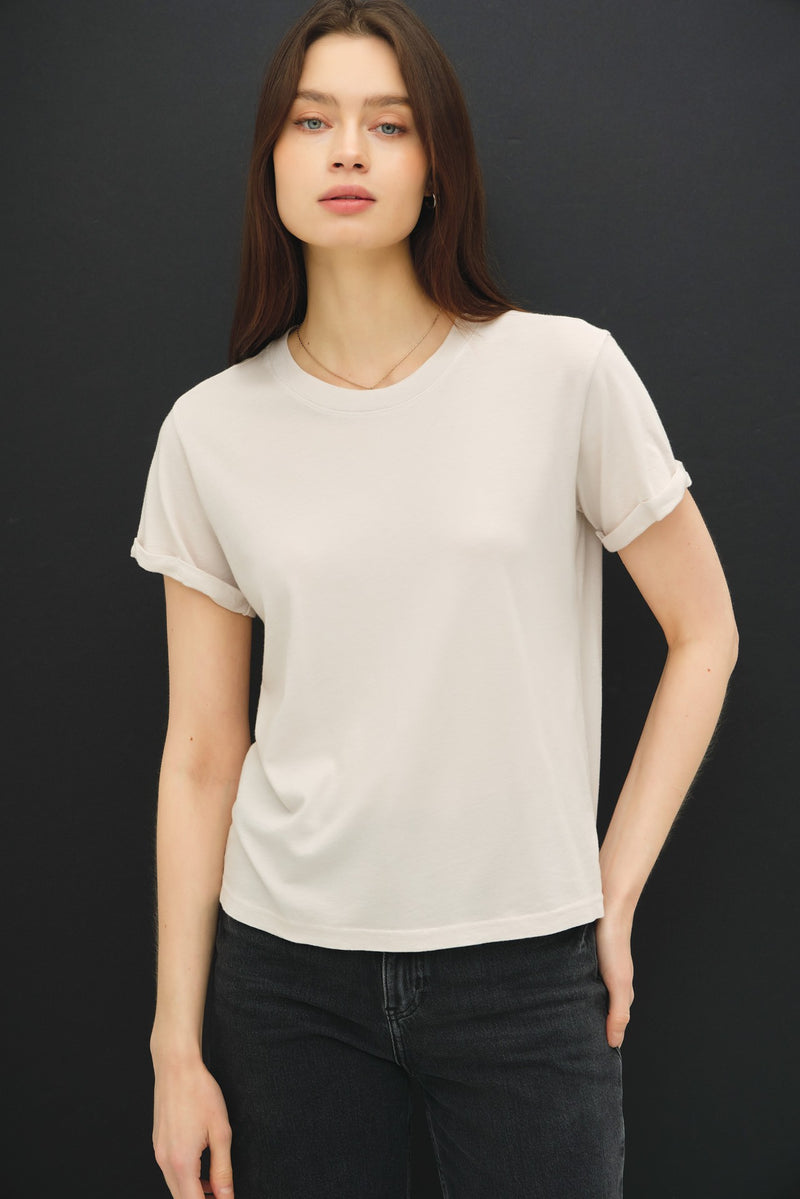 Roll Sleeve Tee - Stone – shop hey daisy!